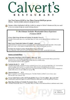 Calvert's Restaurant, Hawes - Gayle Lane - Menu and Prices