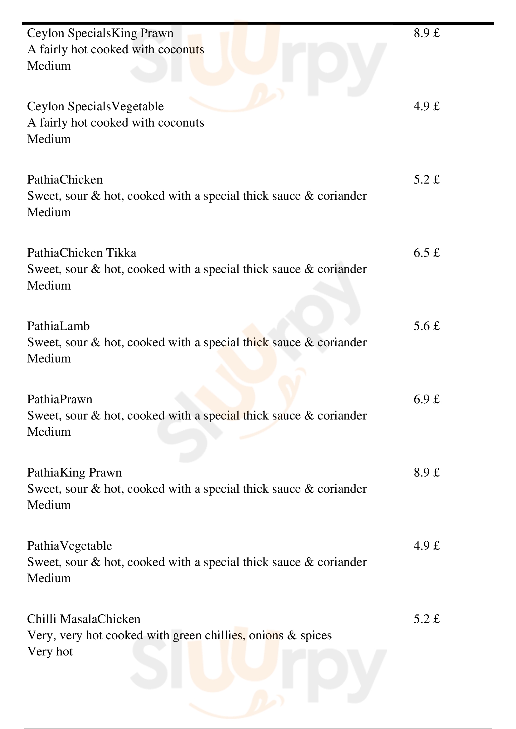 New Raj Mahal menù, Lowestoft - Main Menu | Sluurpy