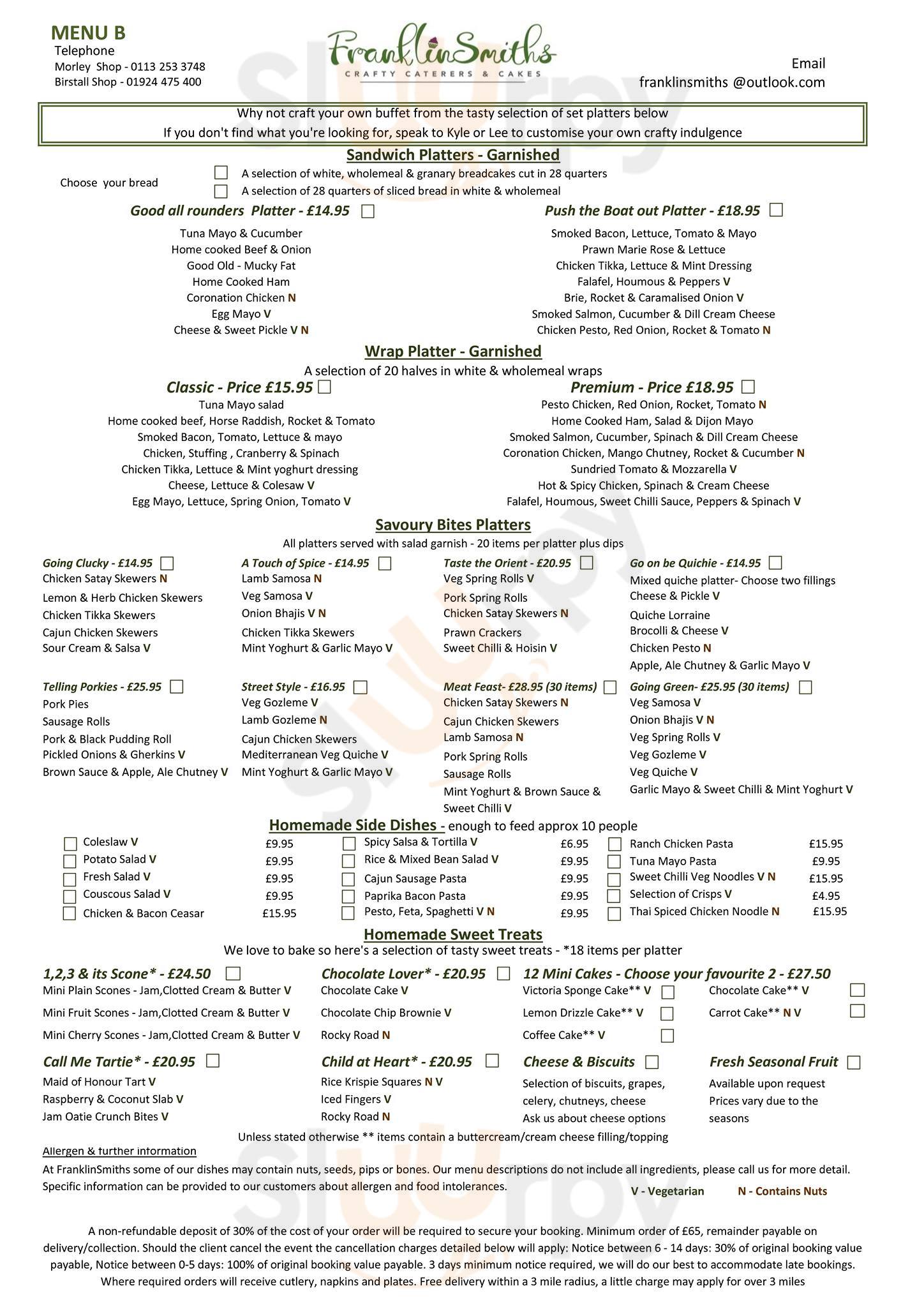 Franklinsmiths The Kitchen menù, Morley - Main Menu | Sluurpy