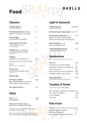 Okells Garden Centre Coffee Shop, Chester - Burton Road - Menu and Prices