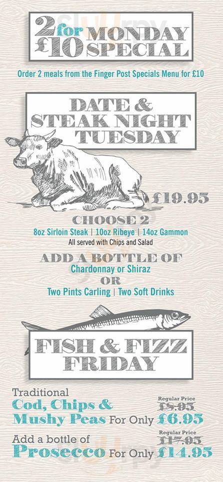 The Fingerpost Pub menù, Walsall - Main Menu | Sluurpy