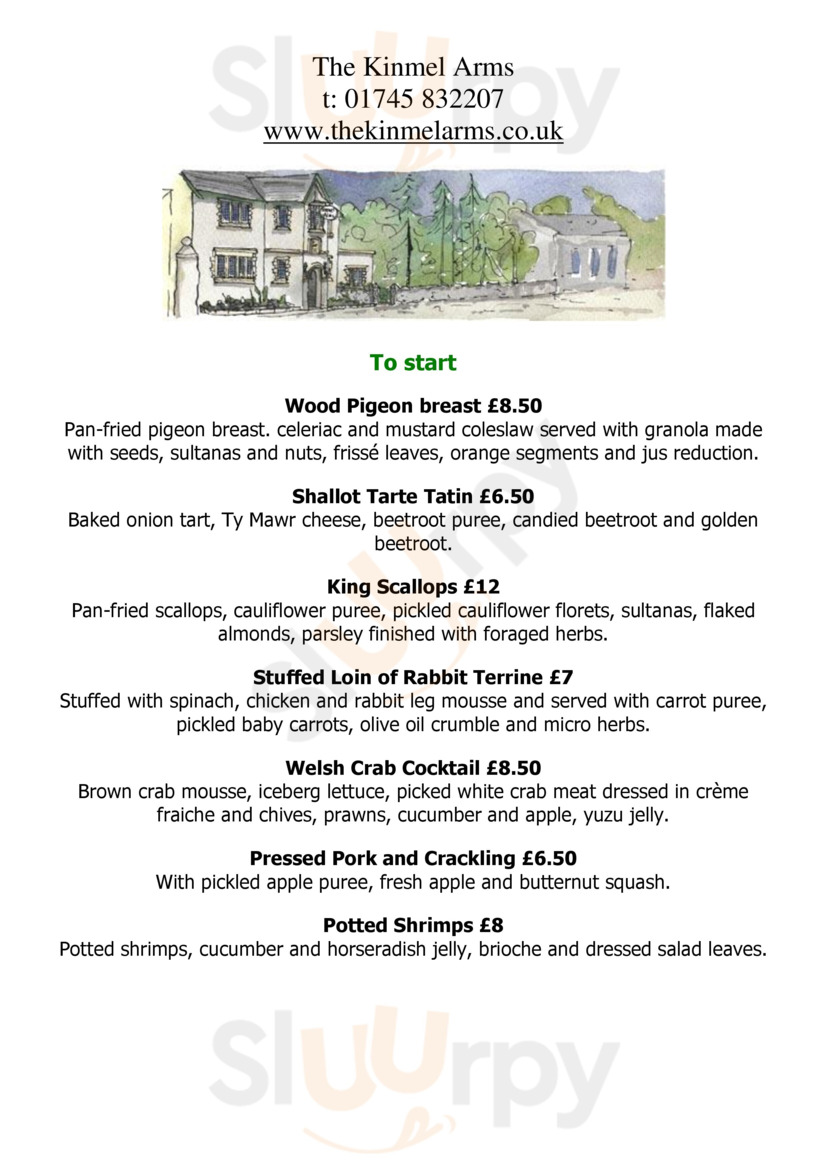 The Kinmel Arms, St George - The Village - Menu and Prices