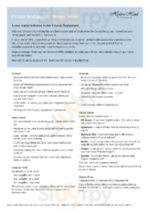 Crystal Restaurant, Hydro Hotel, Eastbourne - Mount Road | Menu and Prices