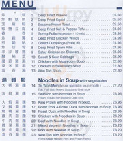Tai Won Mein, London - 39 Greenwich Church Street - Menu and Prices