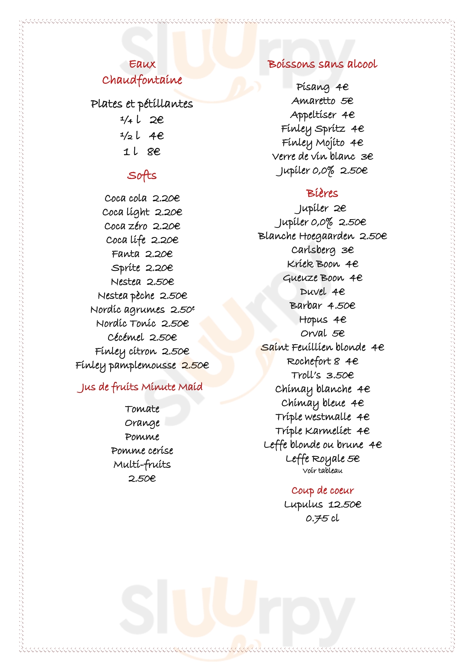 Menù Resto Bar Le Griffon, Braine-Le-Comte | Sluurpy