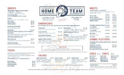 Online menu of HOME TEAM BBQ - WEST ASHLEY, CHARLESTON - restaurant ratings
