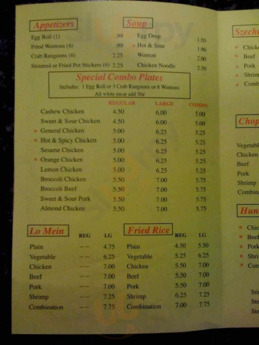 Online menu of CHINA WOK, SPRINGFIELD - restaurant ratings
