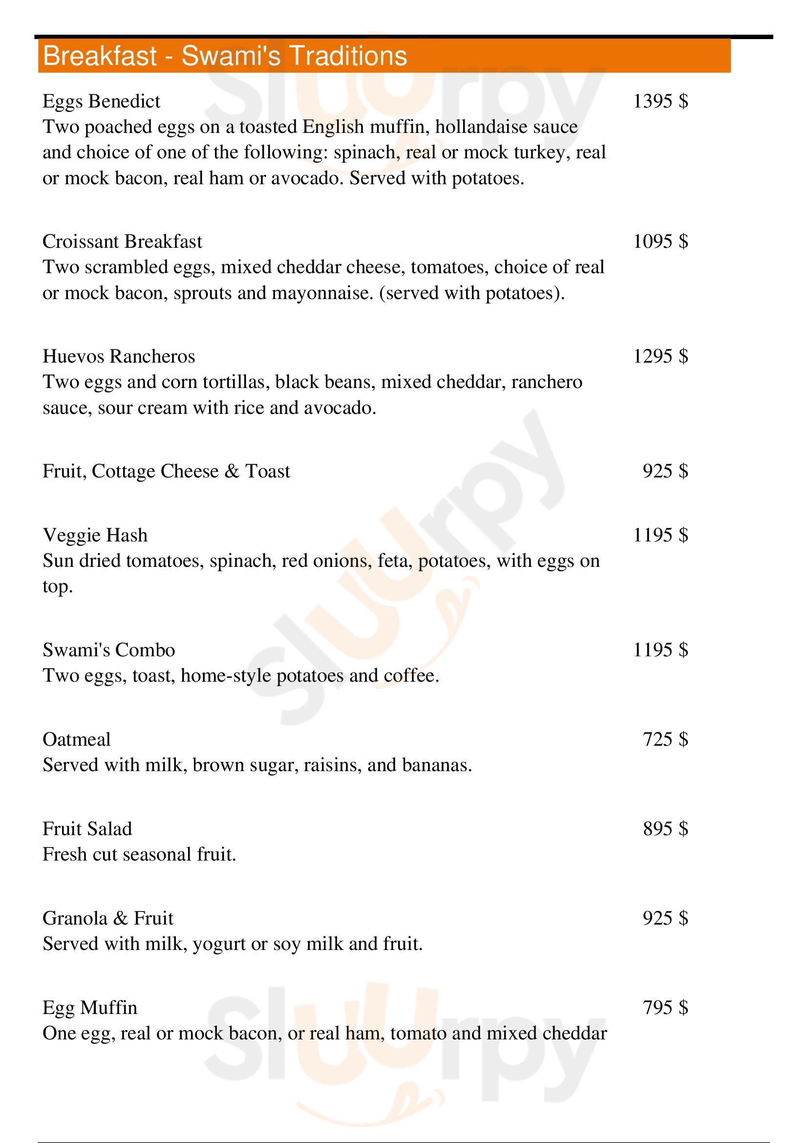 Menù Swami's Cafe, Oceanside | Sluurpy