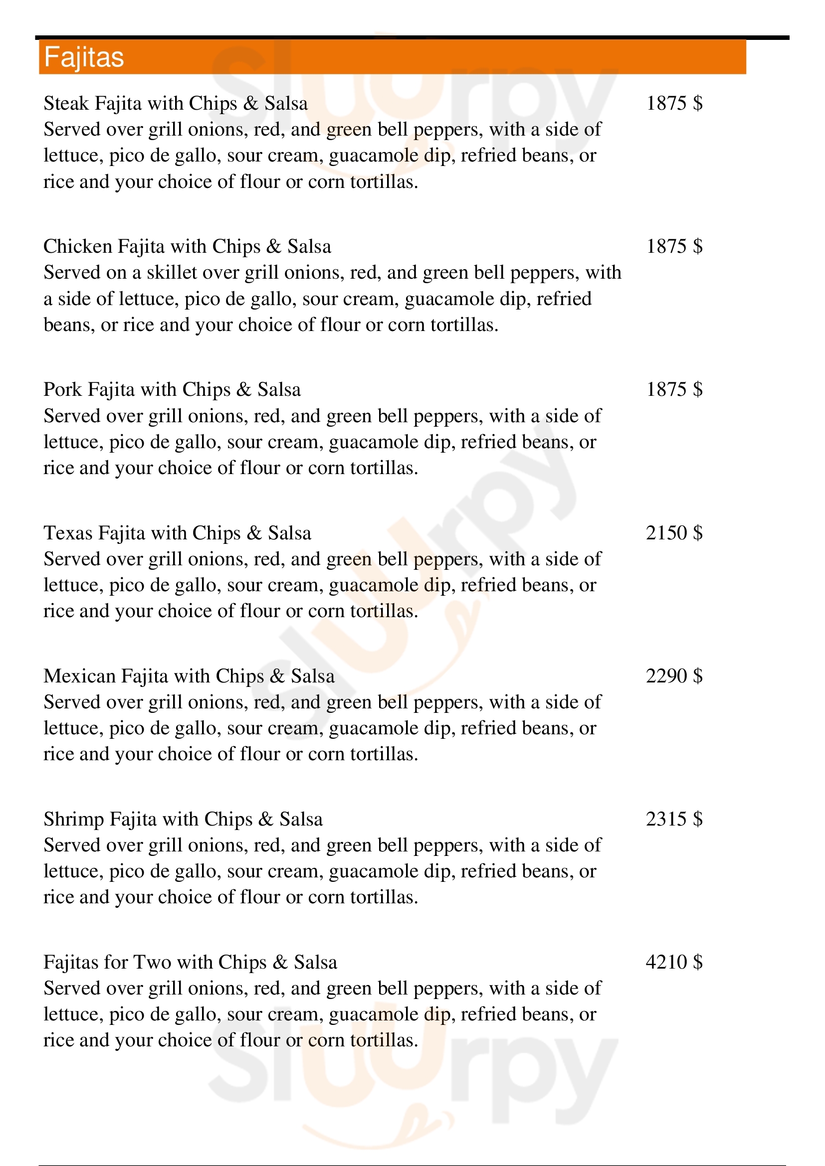 Menu Main Menu - Pueblo Maya Mexican Restaurant, Buford