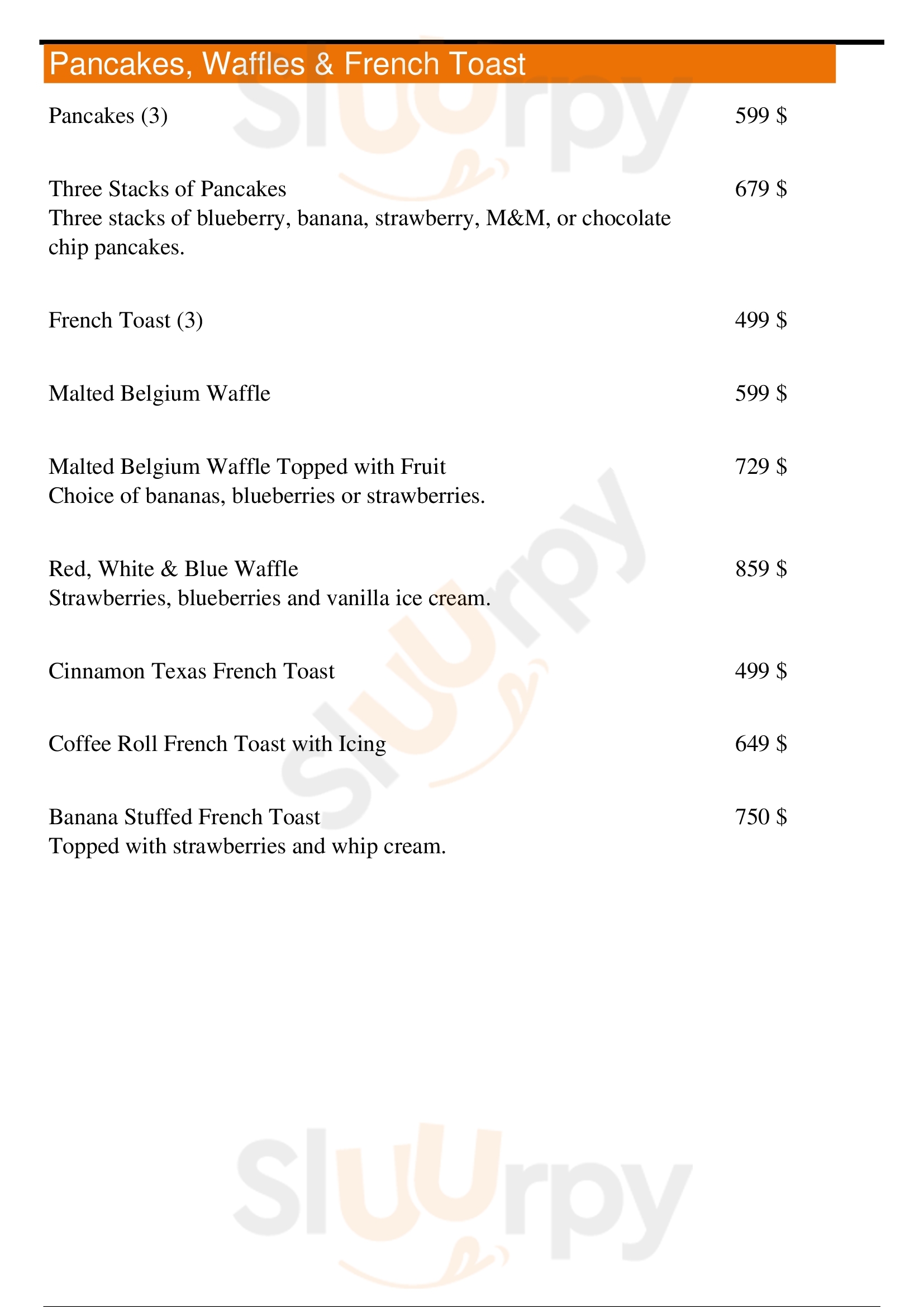 Mary Ann's Diner menù, Derry - Main Menu | Sluurpy