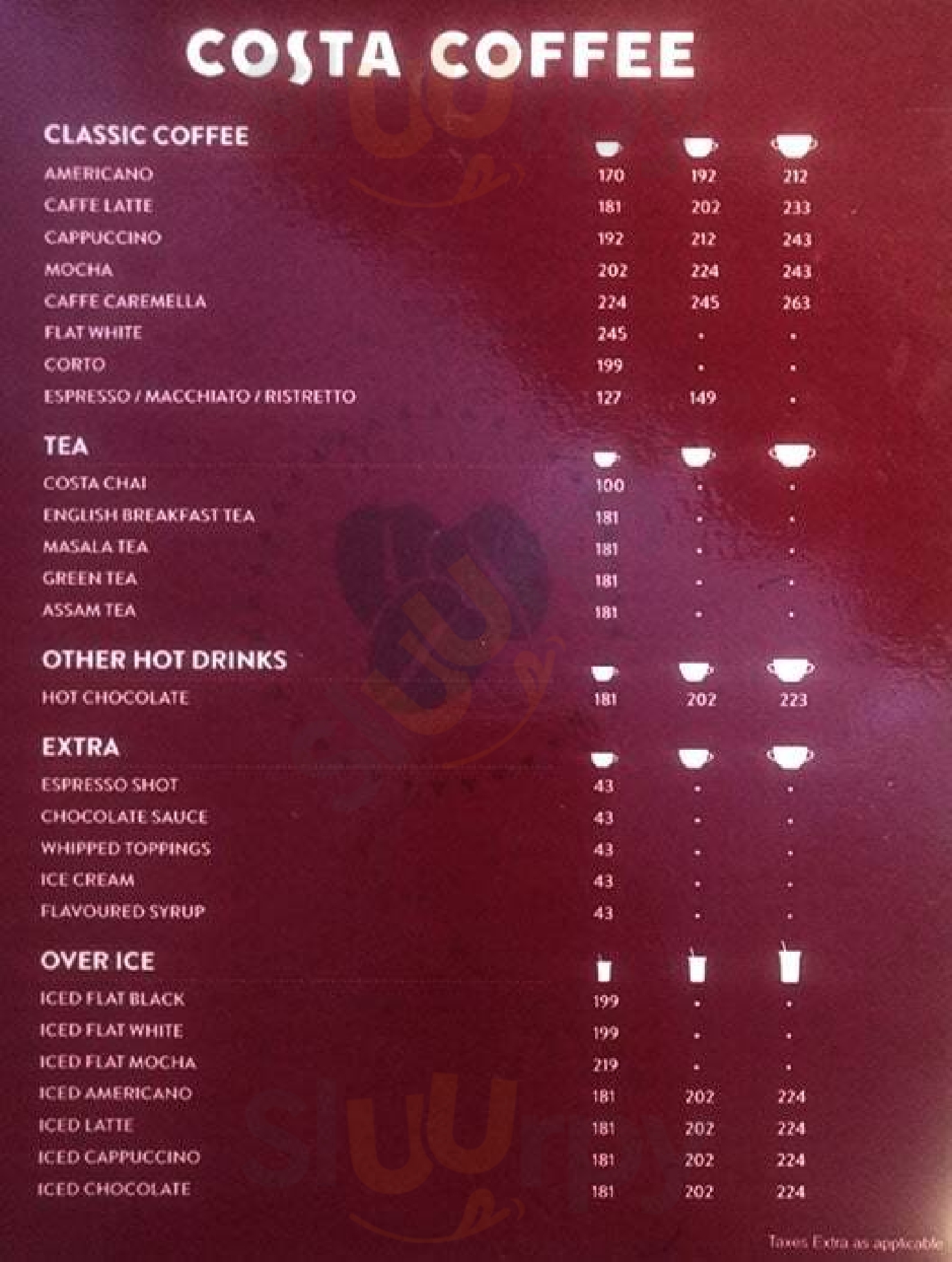 Costa Coffee Men Hyderabad Main Menu Sluurpy