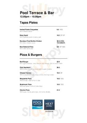 The Pool Terrace & Bar, Brisbane - 72 Queen Street - Menu and Prices