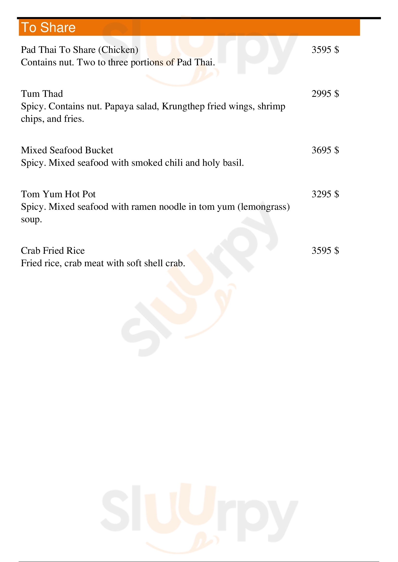 Menù Eat Bkk Thai Kitchen & Bar, Toronto | Sluurpy