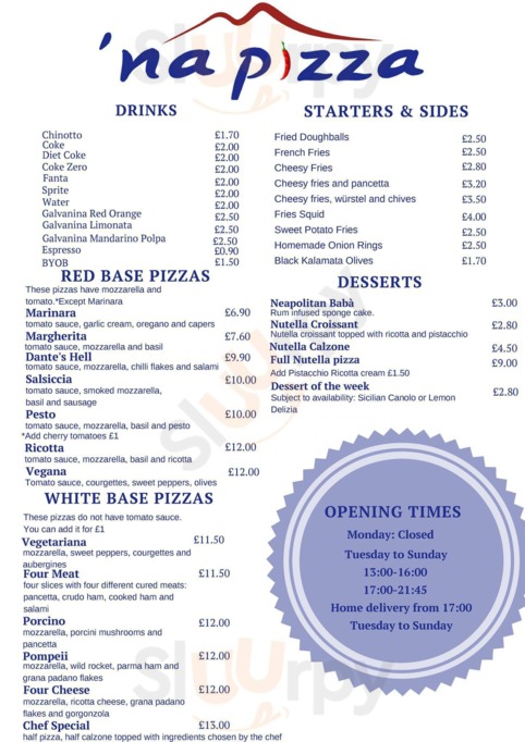 Napizza, Stirling - 15 Friars Street | Menu and Prices