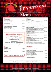 Hootananny Inverness, Inverness - 67 Church Street - Menu and Prices