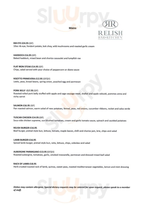 Relish Bar & Kitchen, Cleethorpes - 25 Alexandra Road | Menu and Prices
