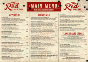 The Red Bar And Grill, Mansfield - 2 Bancroft Lane | Menu and Prices