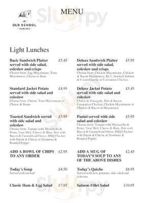 The Old School Tearooms, Worksop - Water Meadows - Menu and Prices
