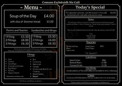 Comunn Eachdraidh Nis, Isle of Lewis - Restaurant Menu, Reviews and Prices