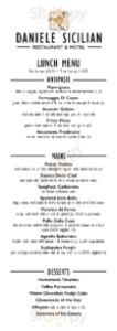 Daniele Sicilian Restaurant, Farnham - Lower Hale - Menu and Prices
