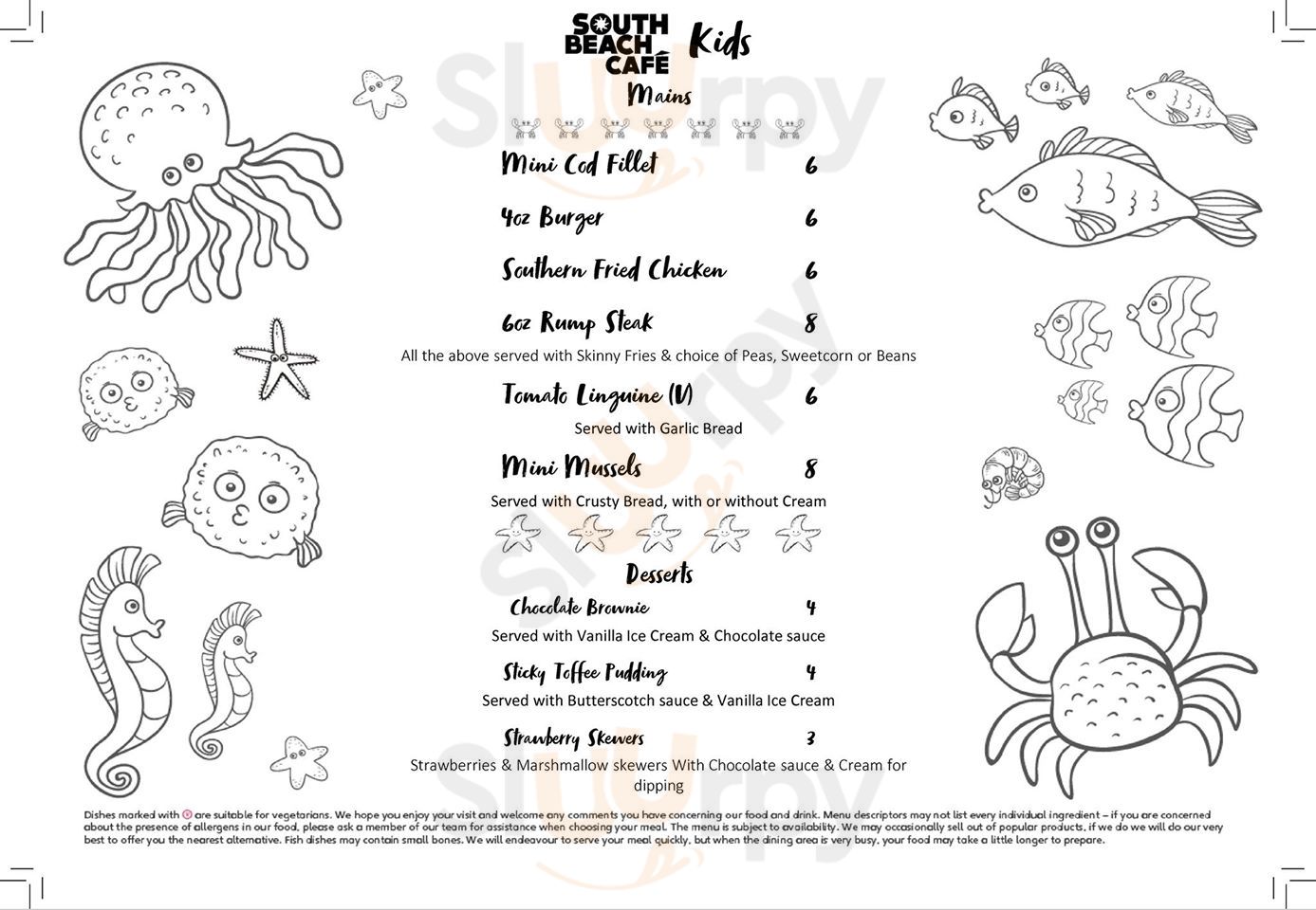 South Beach Cafe menù, Exmouth - Main Menu | Sluurpy