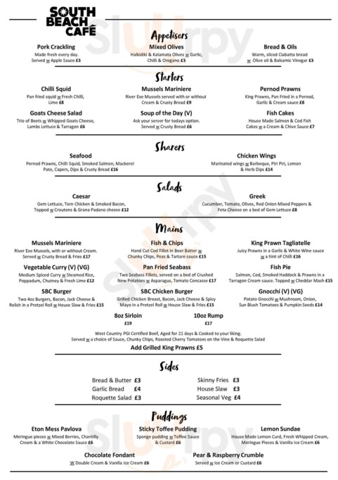 South Beach Cafe, Exmouth - Menu & Reviews