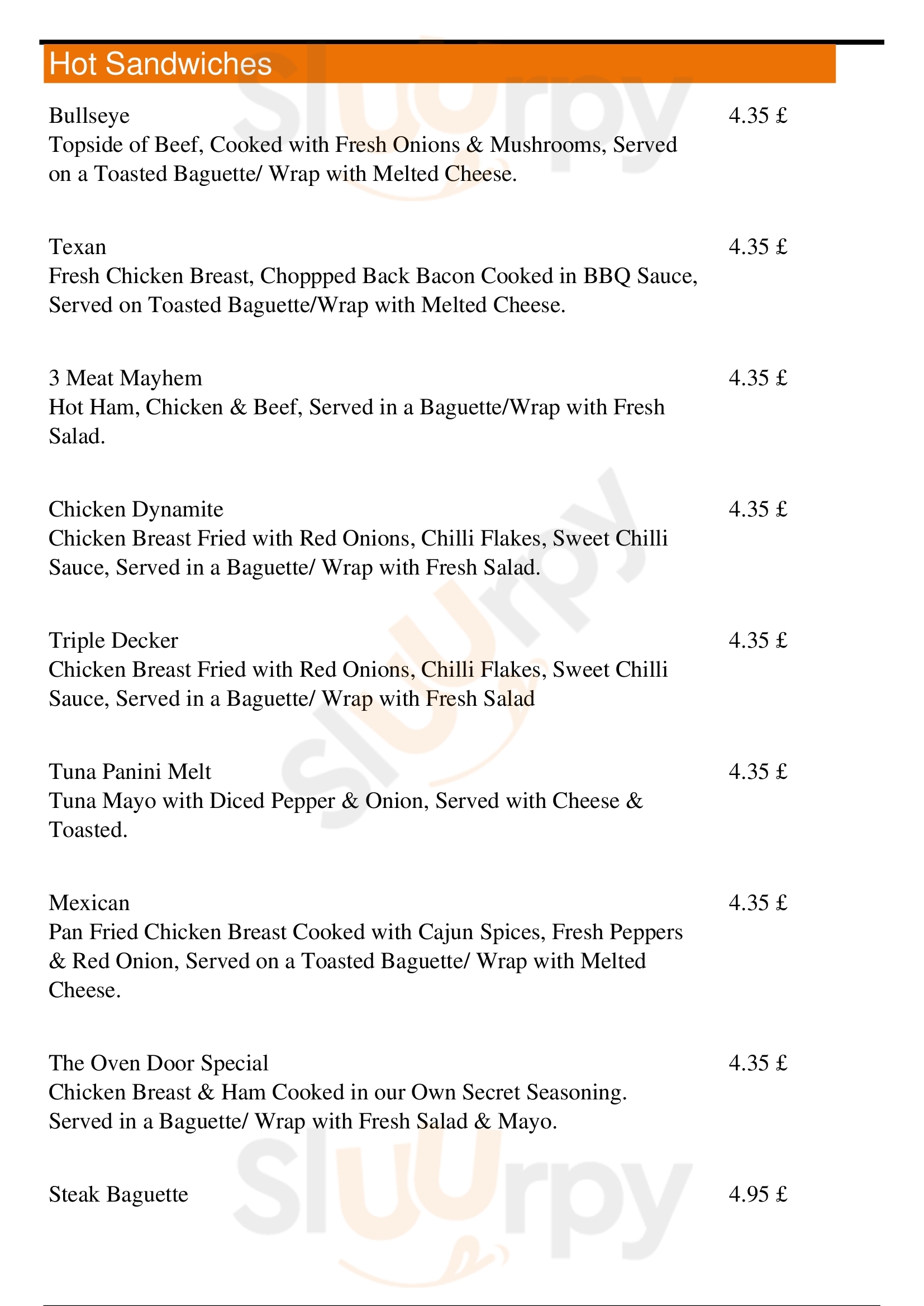 The Oven Door menù, Haydock - Main Menu | Sluurpy