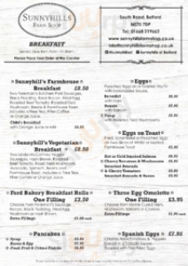 Sunnyhills Farm Shop & Restaurant, Belford - South Road - Menu and Prices