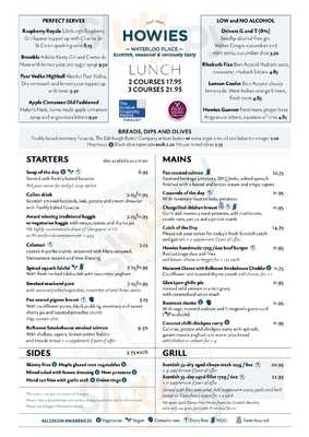 Howies Waterloo Place, Edinburgh - 29 Waterloo Place - Menu and Prices