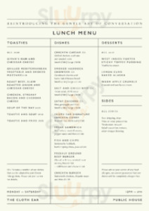 The Cloth Ear, Belfast - 33 Waring Street | Menu and Prices