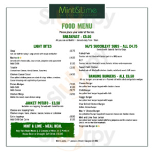 Mint & Lime Bar, Glasgow - 77 Jamaica Street | Menu and Prices