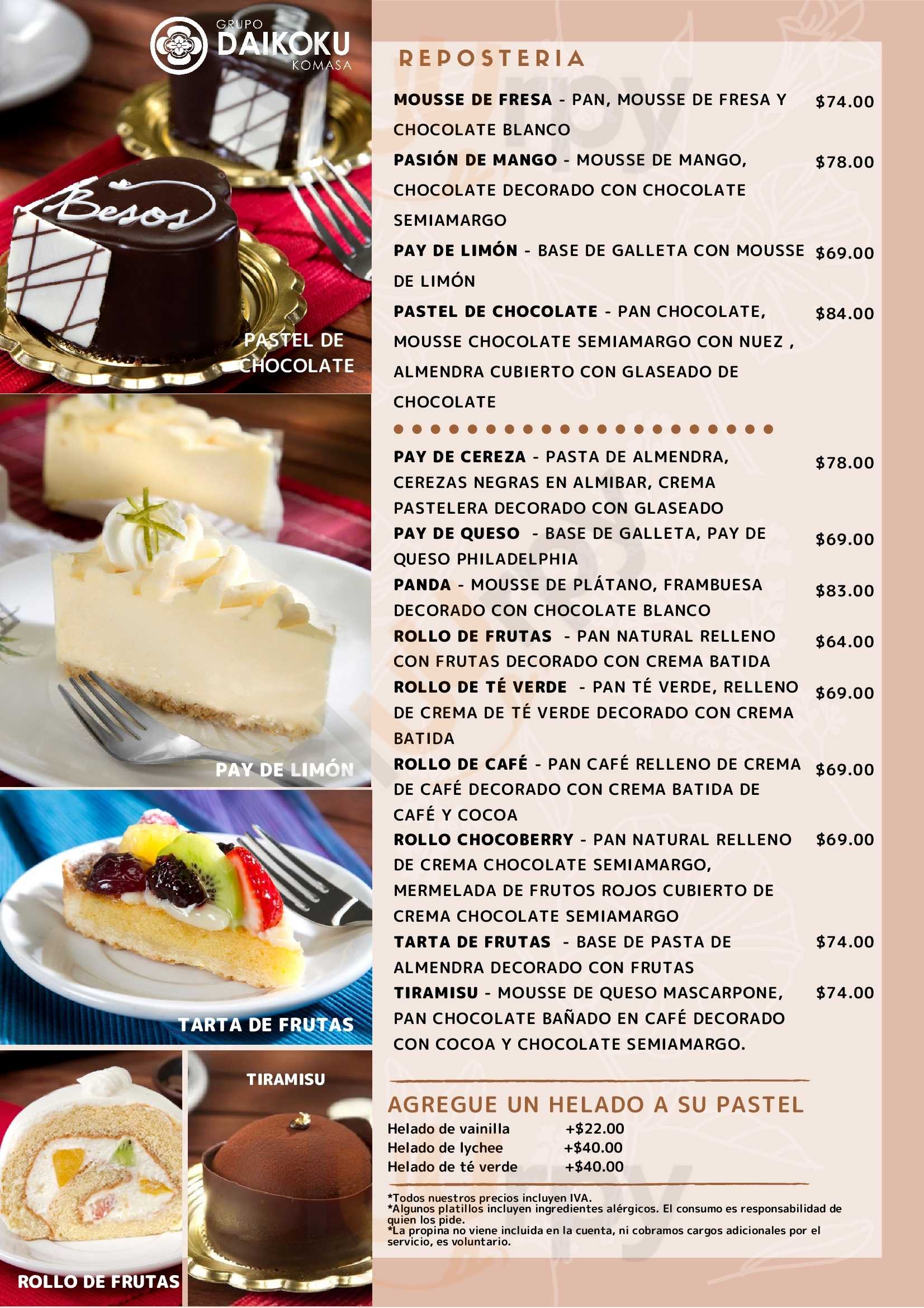 Daikoku (insurgentes) menù, Ciudad de México - Main Menu | Sluurpy