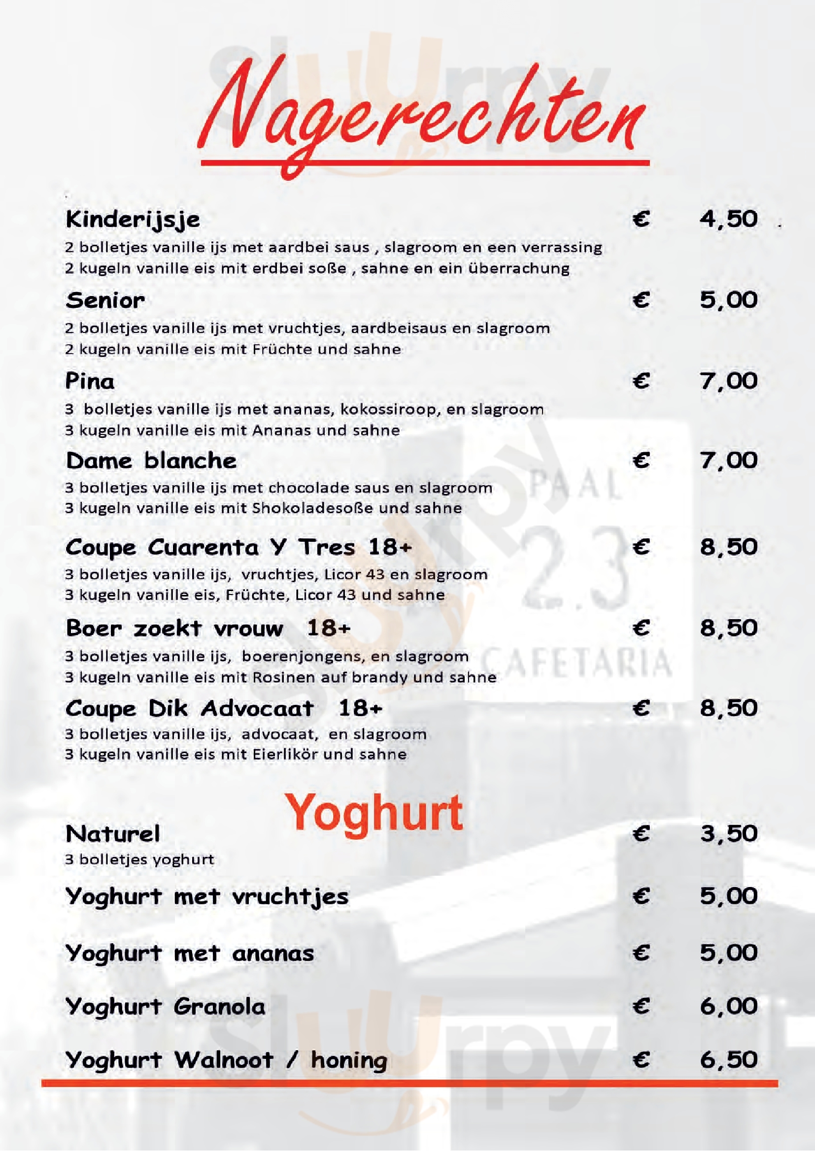 Brasserie Paal 2.3 Loodsmansduin menù, Den Hoorn - Main Menu | Sluurpy